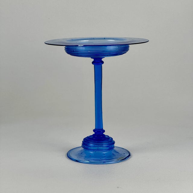 Set of 3 Vintage Steuben Glass Works, 2 Candlestick & a Compote, Reeded ...