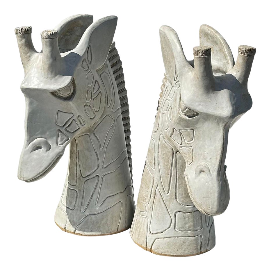 James Salaiz Studio Art Pottery Massive Giraffe Head Stoneware ...