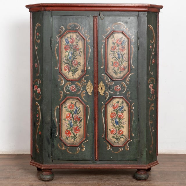 Early 19th Century Hand-Painted German Two-Door Armoire Shrunk | Chairish