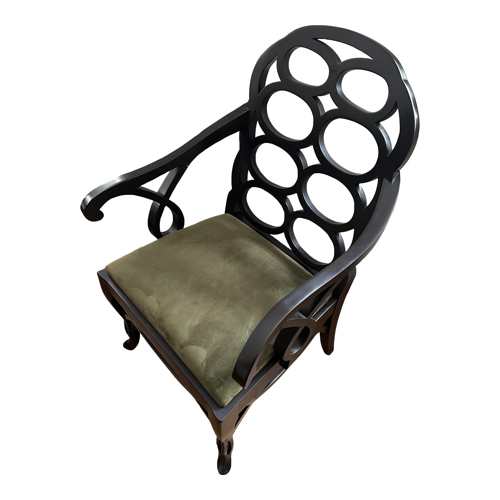 1950s Vintage Painted Mahogany Wood Loop Arm Chair with Seat Cushion Styled After Frances Elkins ...