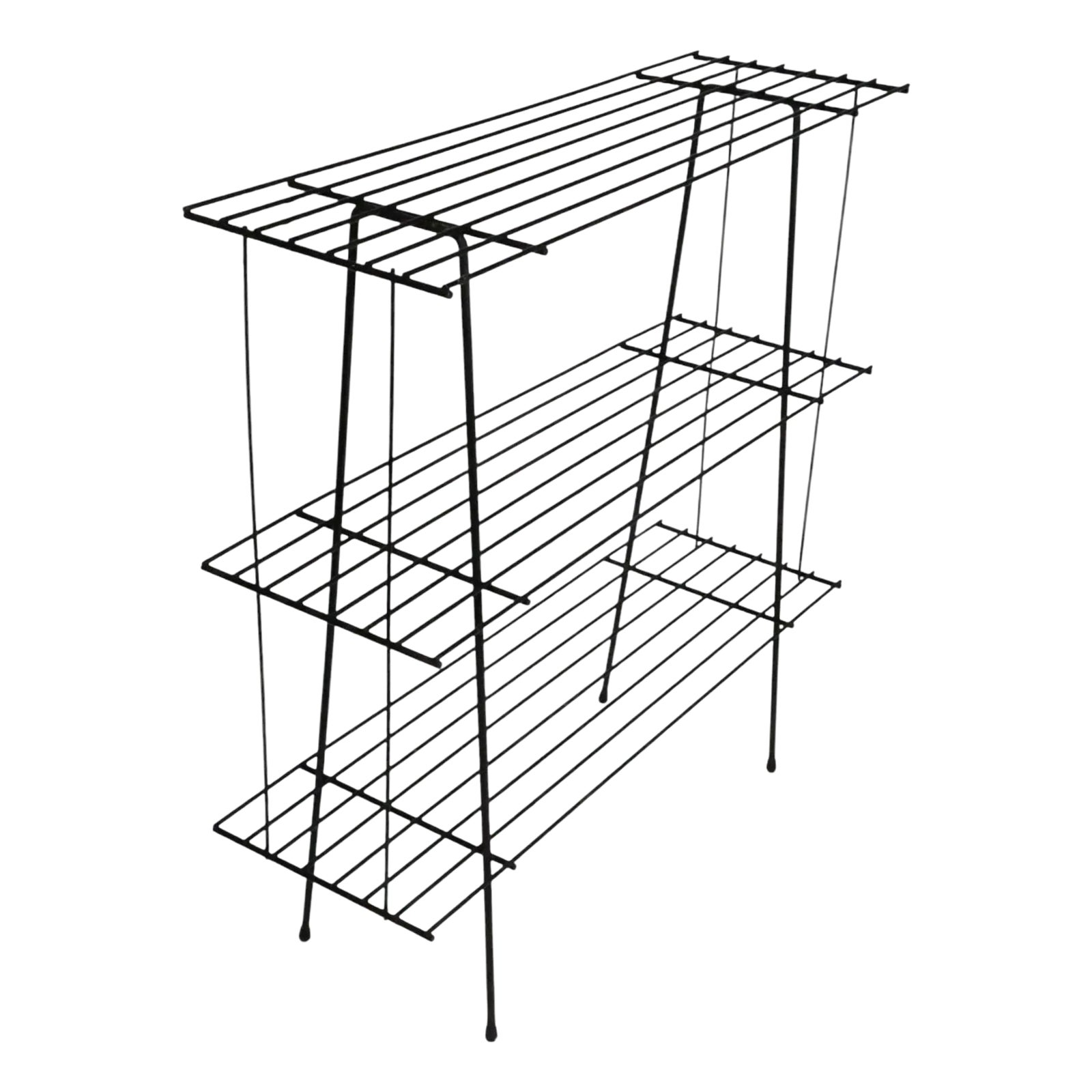 Vintage Mid Century Three Tier Wire Rack Plant Stand | Chairish
