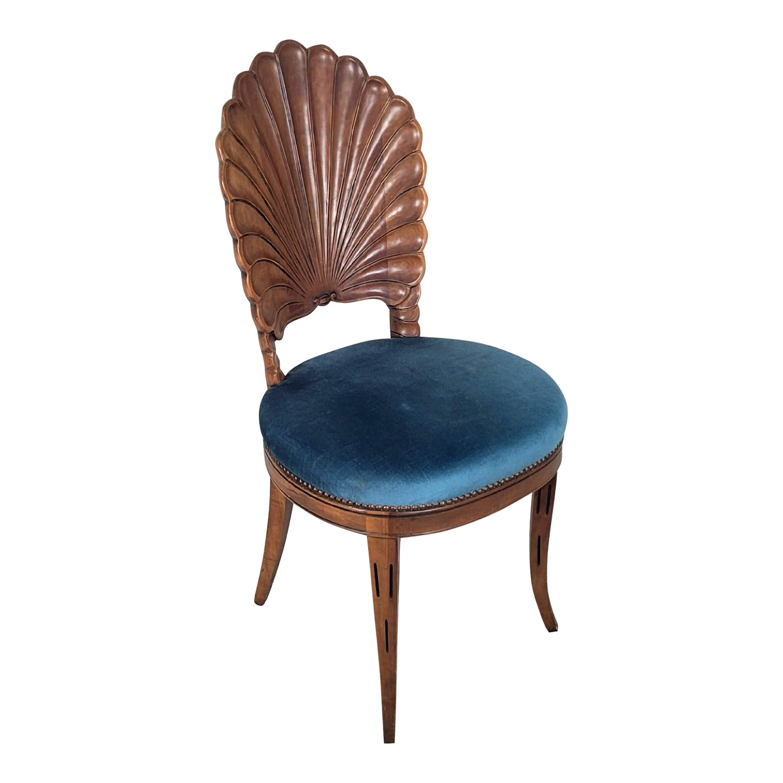 1950s Hollywood Regency Italian Walnut Grotto Shell Dining Side Chair ...