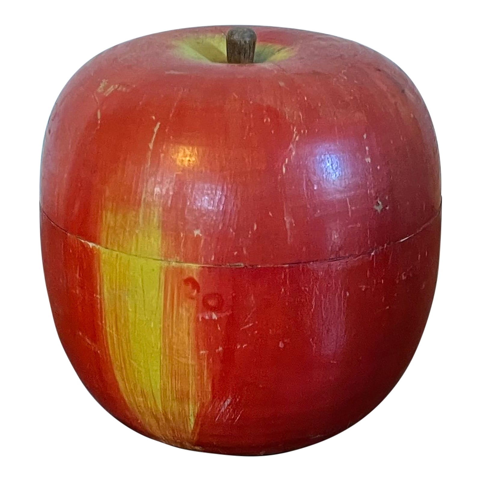 Antique Early 20th Century Paint Decorated Carved Wood Apple Box ...