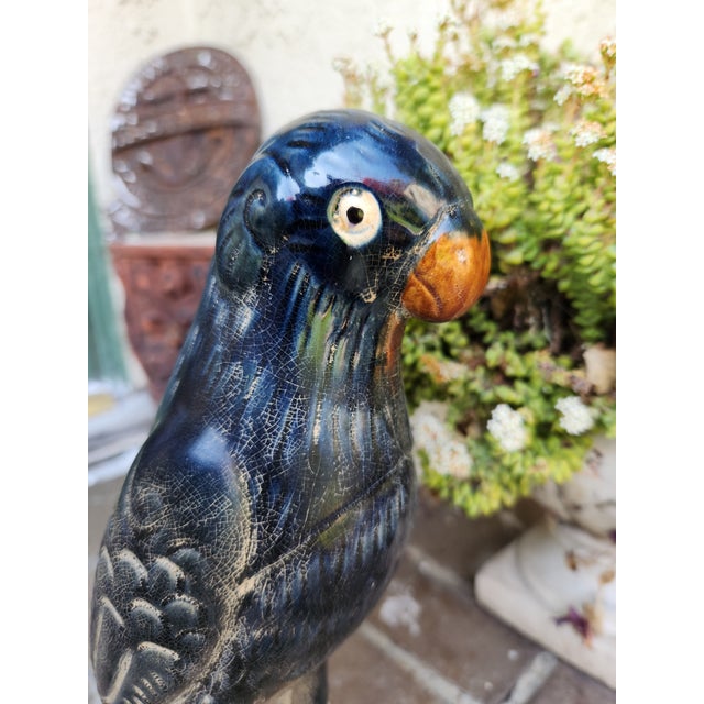 Vintage Pottery Majolica Parrot Roof Finial Garden Ornament | Chairish