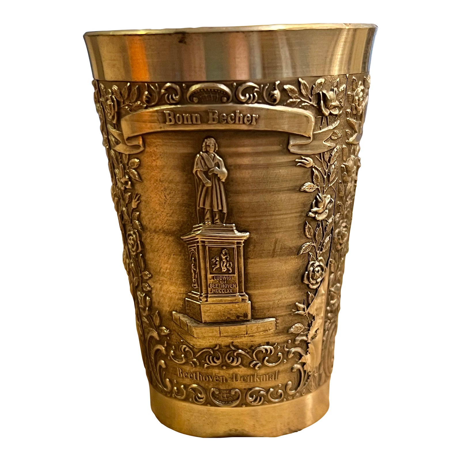 Vintage Zinn Becker Stuttgart German Pewter Wine Cup Glass Embossed Mug ...