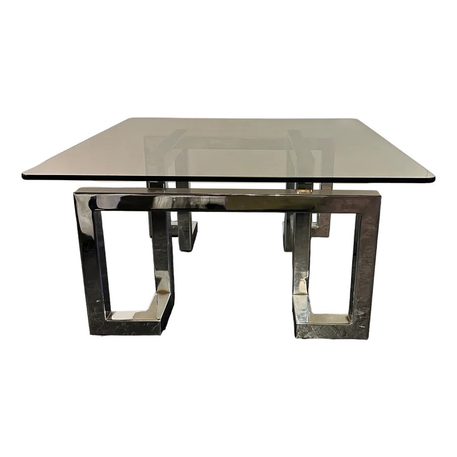 Mid-Century Mandarin Coffee Table in Chrome and Smoked Glass by Tim ...