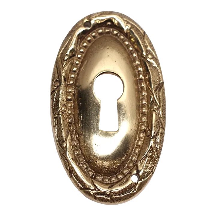Late 20th Century Oval Braided Beaded Polished Solid Brass Door Keyhole ...