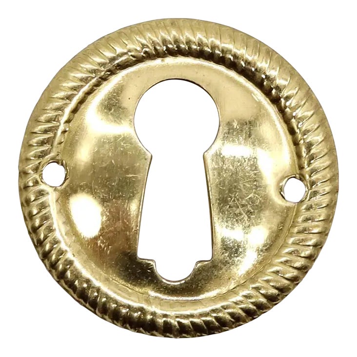 Vintage 1 In. Polished Brass Coiled Edge Door Keyhole Cover | Chairish