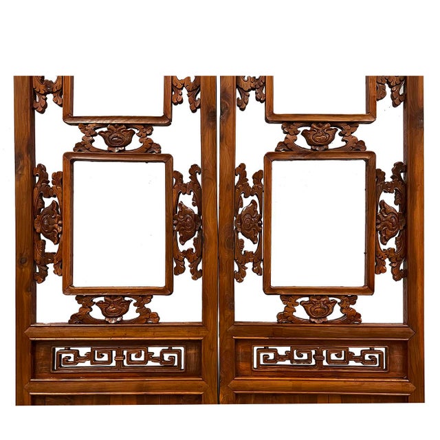 Antique Chinese Carved Wooden Window Panels Wall Arts - a Pair | Chairish