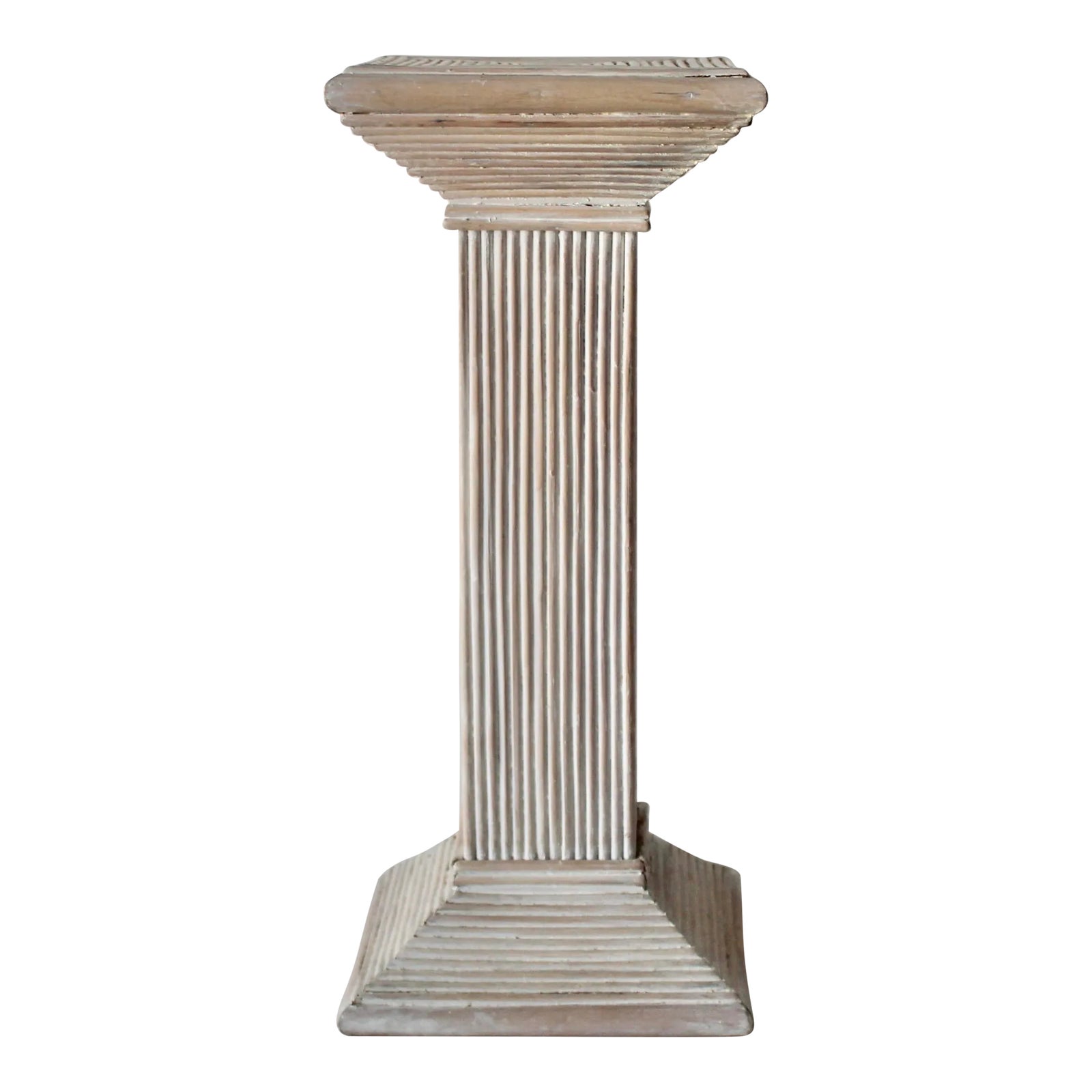 Vintage McGuire Style Bohemian Chic Pencil Reed Pedestal Column | Chairish