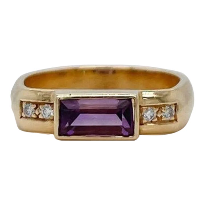 Signed Gabriel Ofiesh 14 Karat Gold & Amethyst Band Ring - 14k Vr Size 7 | Chairish