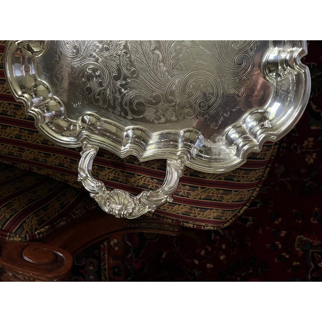 Vintage Mid 20th Century Silver Plate Buttler Scallop Tray | Chairish