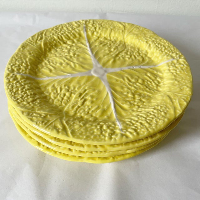Mid Century Yellow Cabbage Luncheon Plates Made in Portugal | Chairish