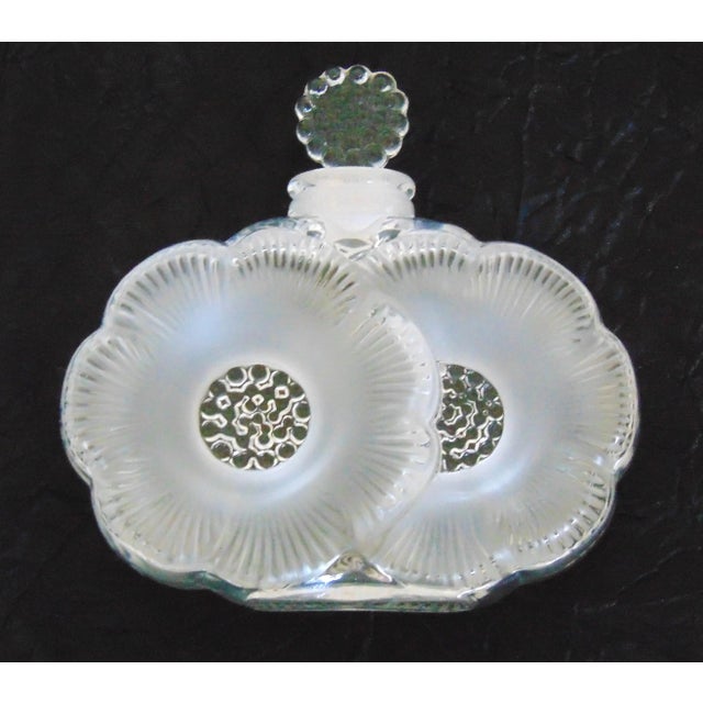 Lalique Double Flower Deux Fleurs Frosted Perfume Bottle Signed | Chairish