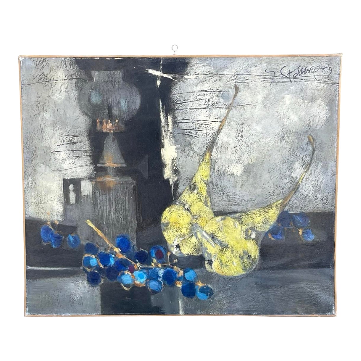 Mid Century French Still Life Oil Painting by Yves Ganne, 1959 | Chairish