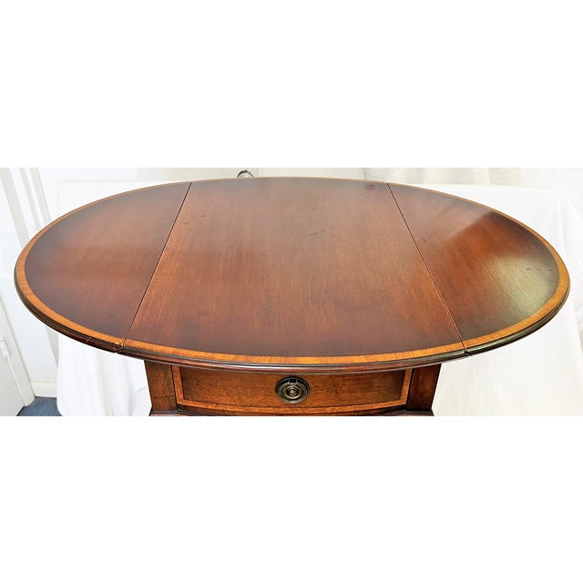 Small Federal Style Mahogany Drop Leaf Side Table With Drawer | Chairish