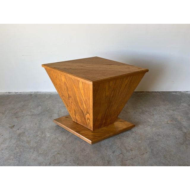Postmodern Geometric Wood Pedestal / Dining Table Base | Chairish