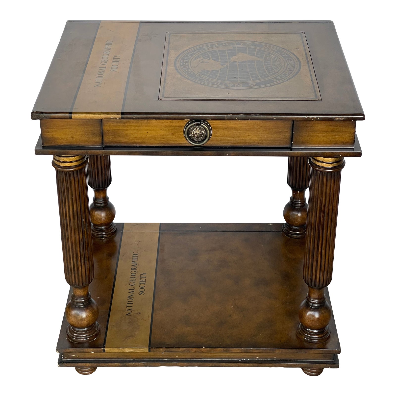 Gorgeous Maitland Smith National Geographic Library Table | Chairish