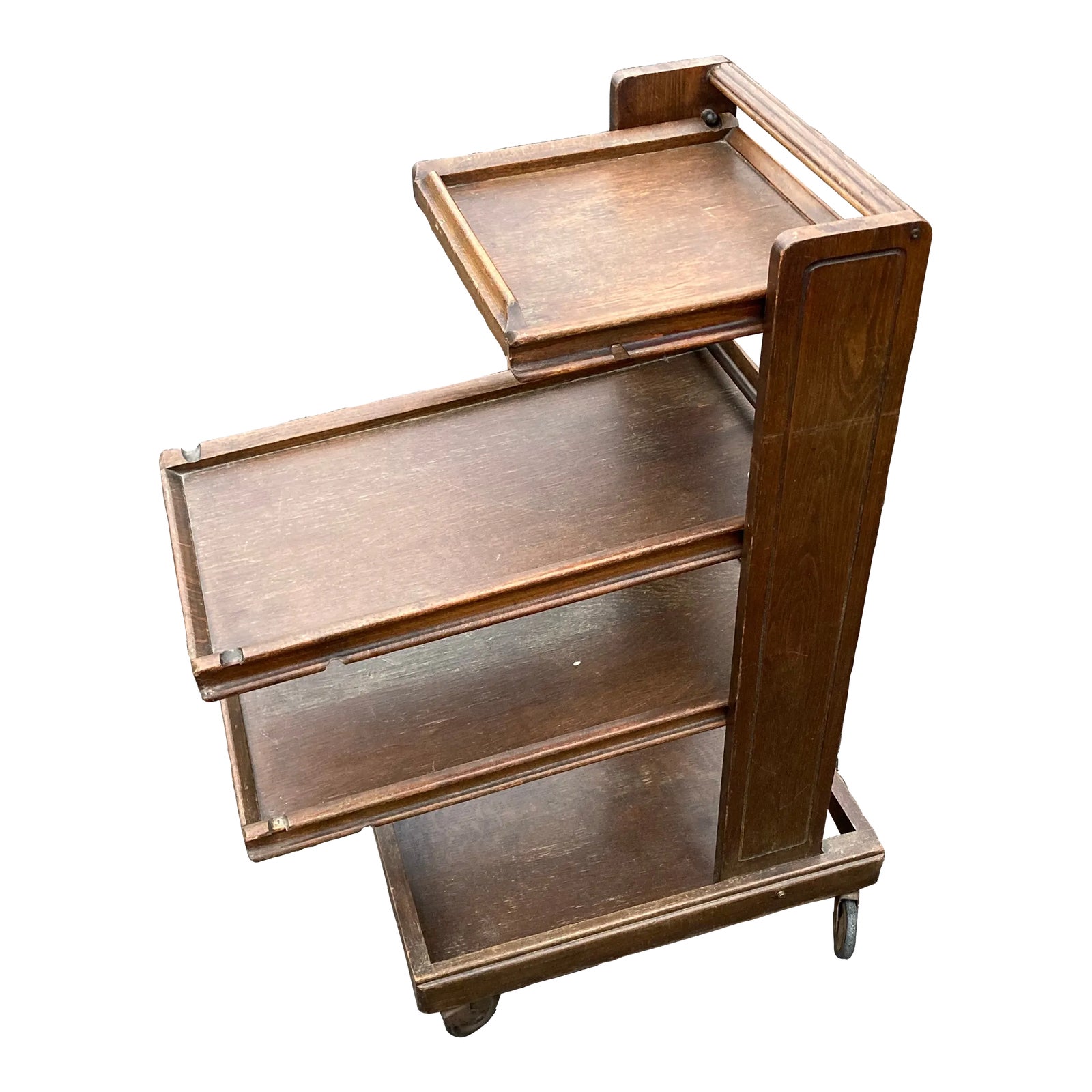 1930s Arts & Crafts Rolling Compactable Serving Trolley With Removable ...