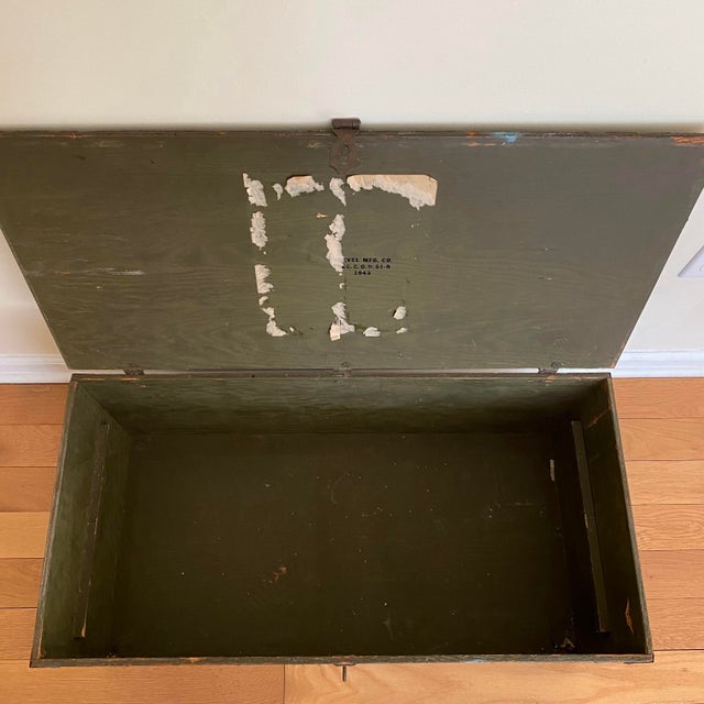 1950's United States Army Military Painted Wood Foot Locker Chest Trunk ...