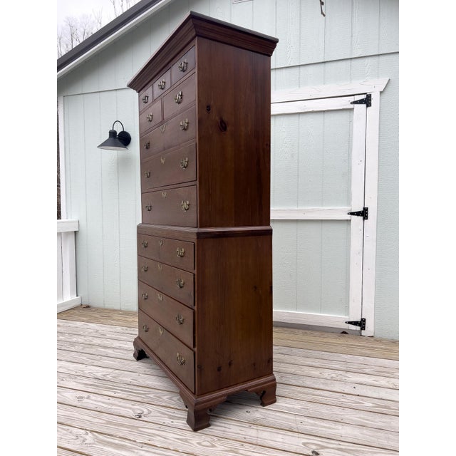 Late 20th Century 12 Drawer Tall Chest on Chest New England Style Pine ...