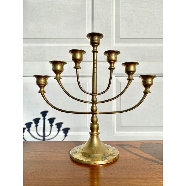 Vintage Articulating Brass Seven Arm Candelabra | Chairish