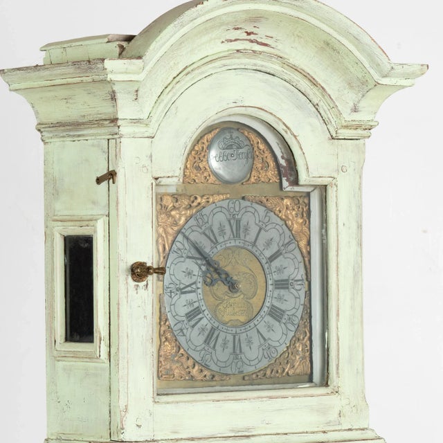 Green Painted Pine Grandfather Clock, Denmark Circa 1840-60 | Chairish