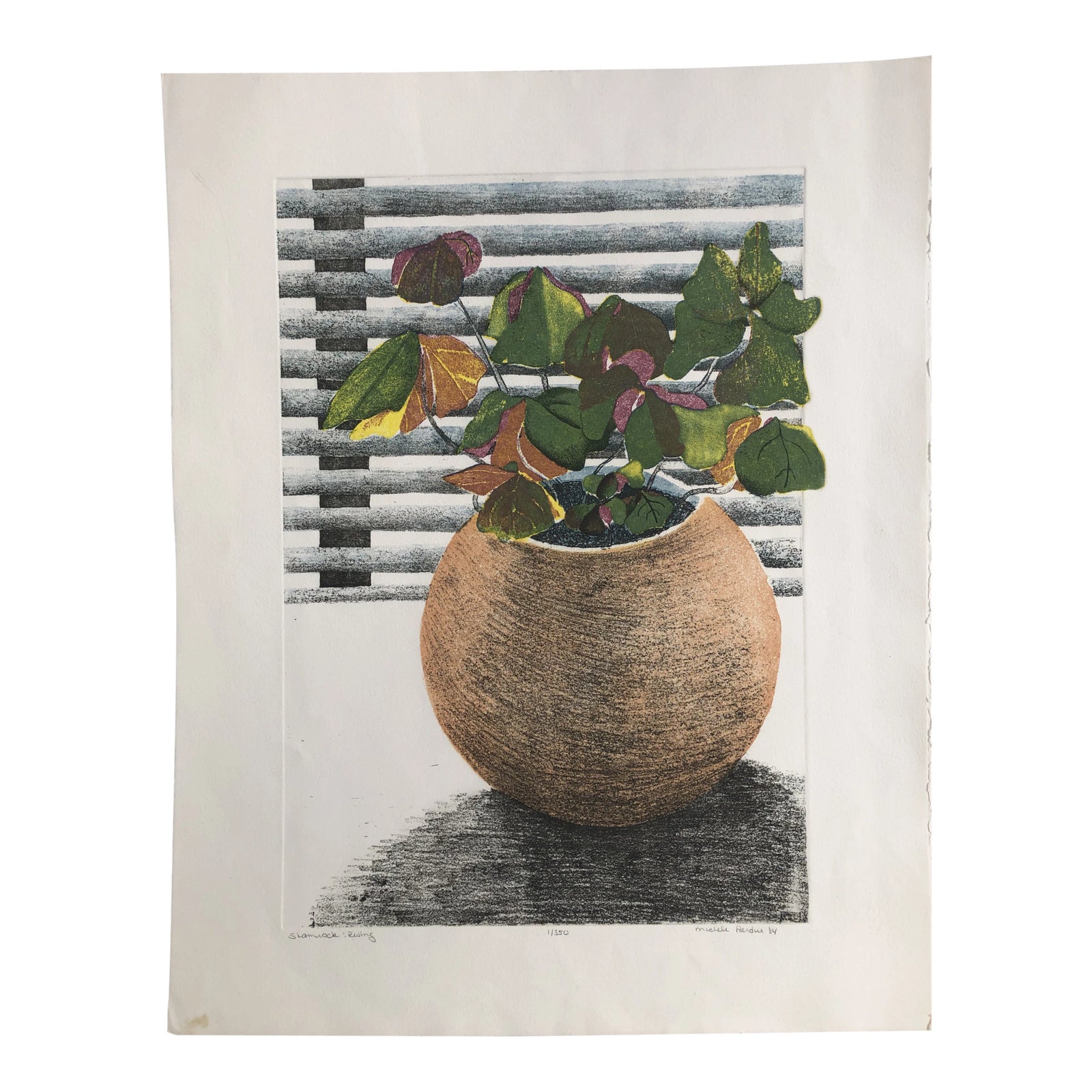 Original 1984 “Shamrock Rising” Lithograph by Michele Perdue | Chairish