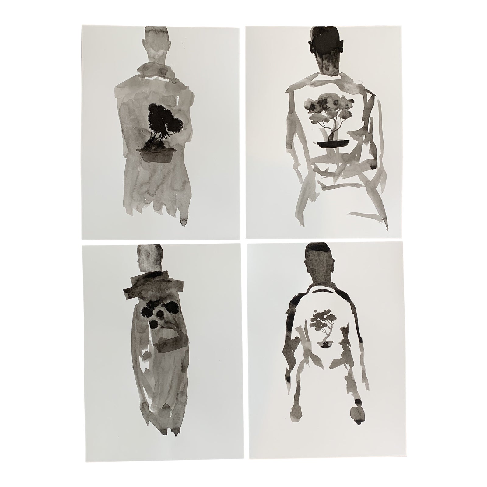 Contemporary Minimalist Figurative Paintings on Paper by Jo Baskerville ...