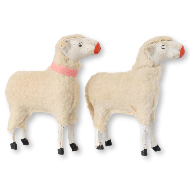 1940s Putz Stick Leg Sheep Figures - Set of 2 | Chairish