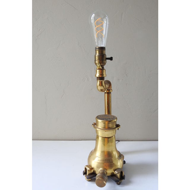 Vintage Industrial Brass Pipe & Meter Table Lamp | Chairish