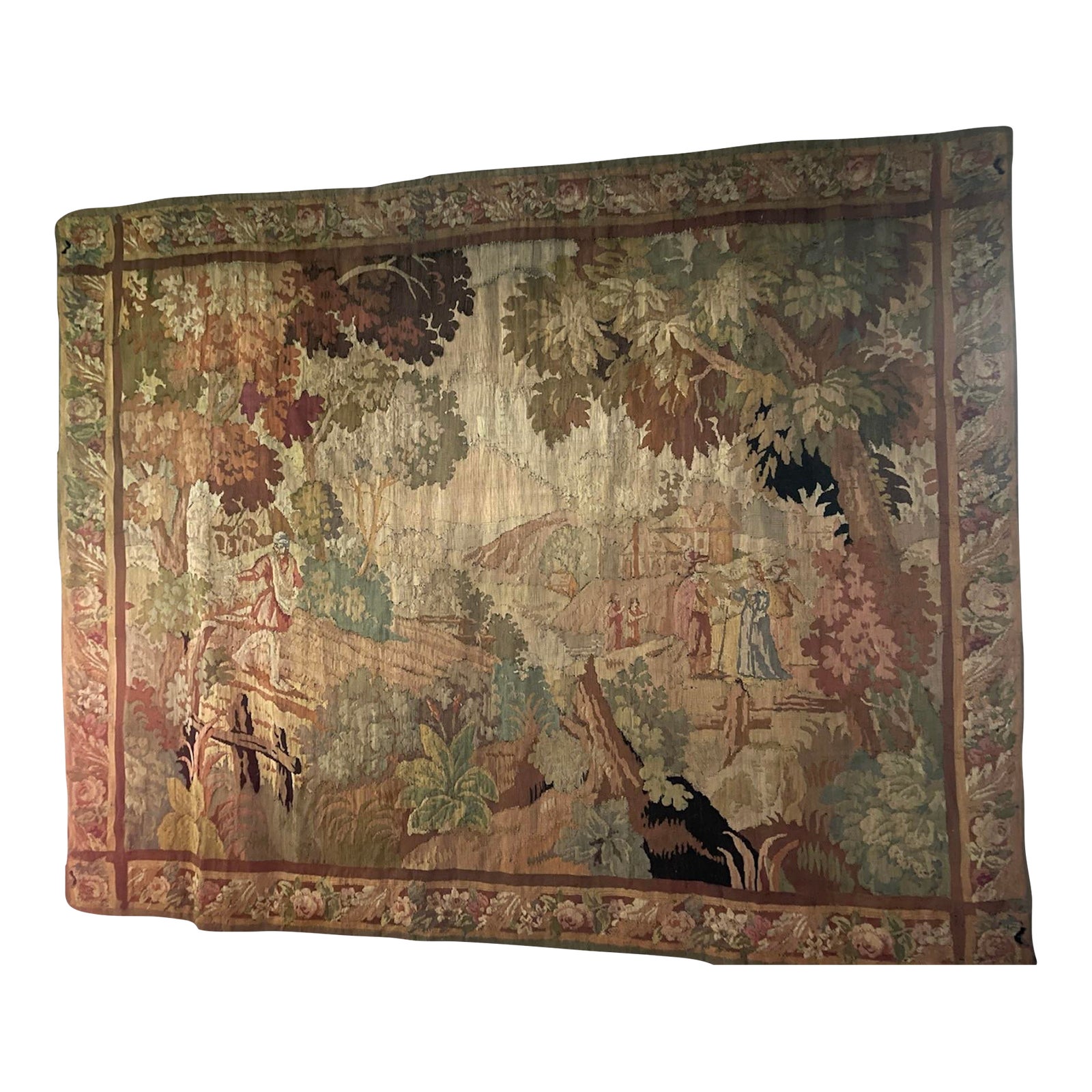 1930s Wall Size Handwoven Tapestry | Chairish