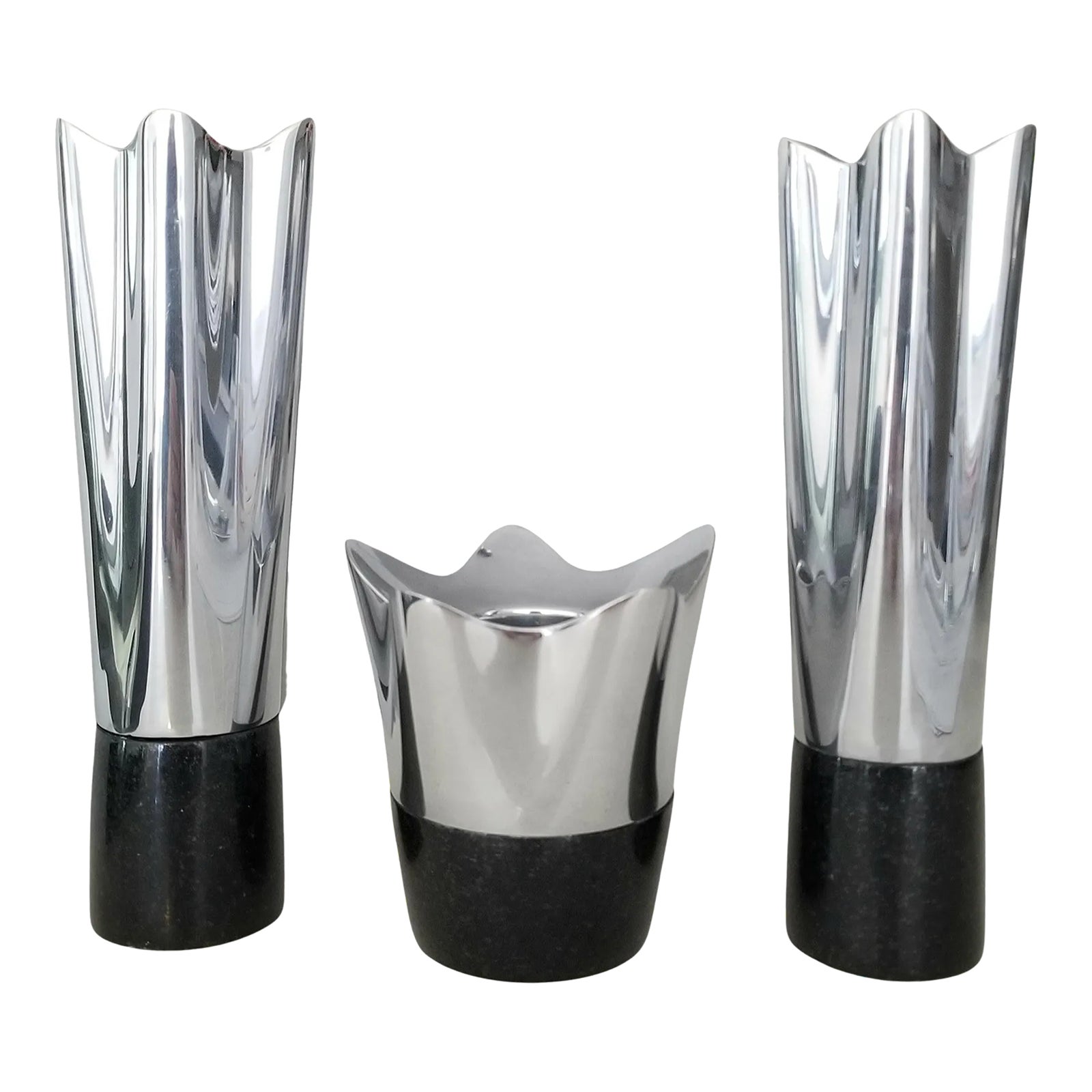 2000s Nambé Candle Holders by Neil Cohen - Set of 3 | Chairish