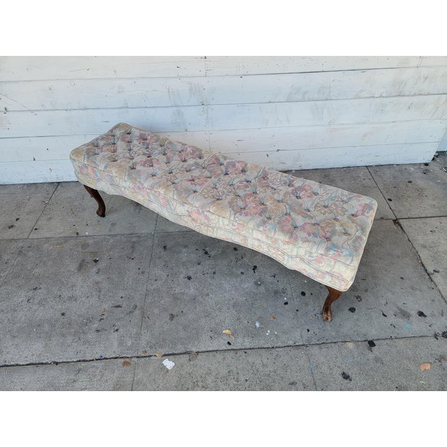 Vintage French Style Floral Upholstered Bench | Chairish