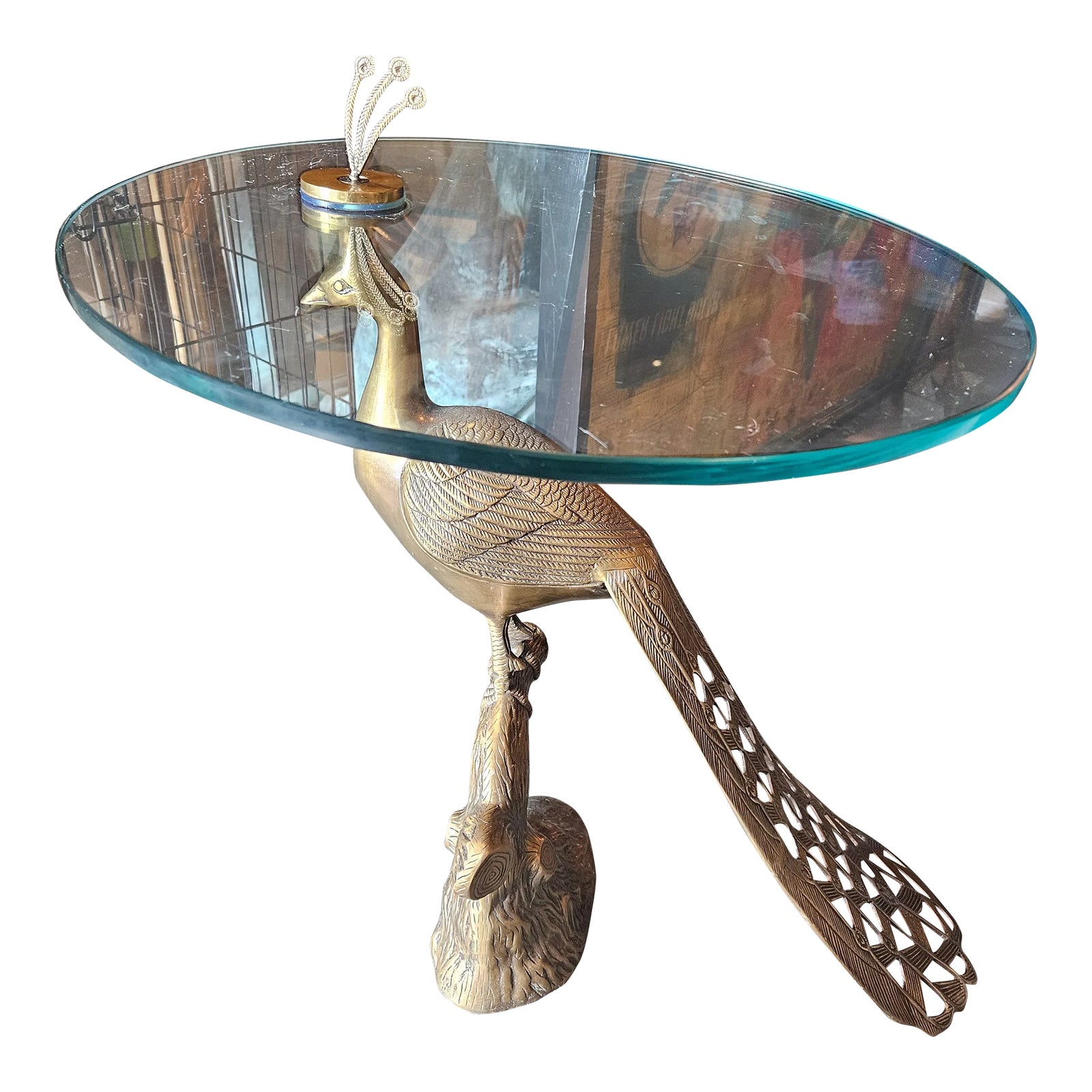 Pavo Glass & Brass Peacock Table by Anthropologie | Chairish