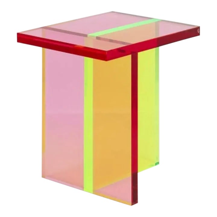 Contemporary Acrylic Neon Stool | Chairish