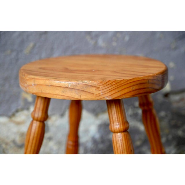 Vintage Pine Farm Stool | Chairish