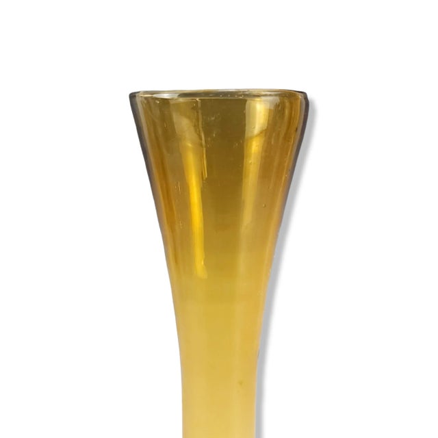 Vintage Amber Glass Vase Hand Blown Bubbles Art Glass Chairish