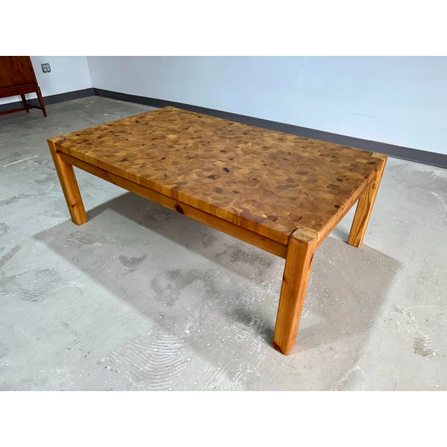 1970s Vintage Brutalist Danish Pine Butcher Block Coffee Table | Chairish