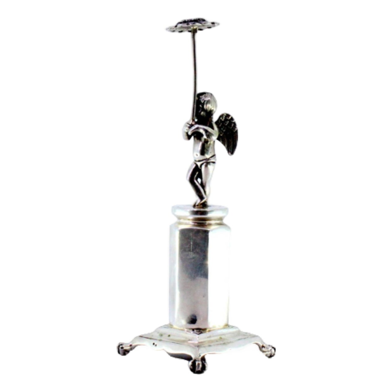 Silver Toothpick Holder with Angel and Sunflower on Hexagonal Plinth ...