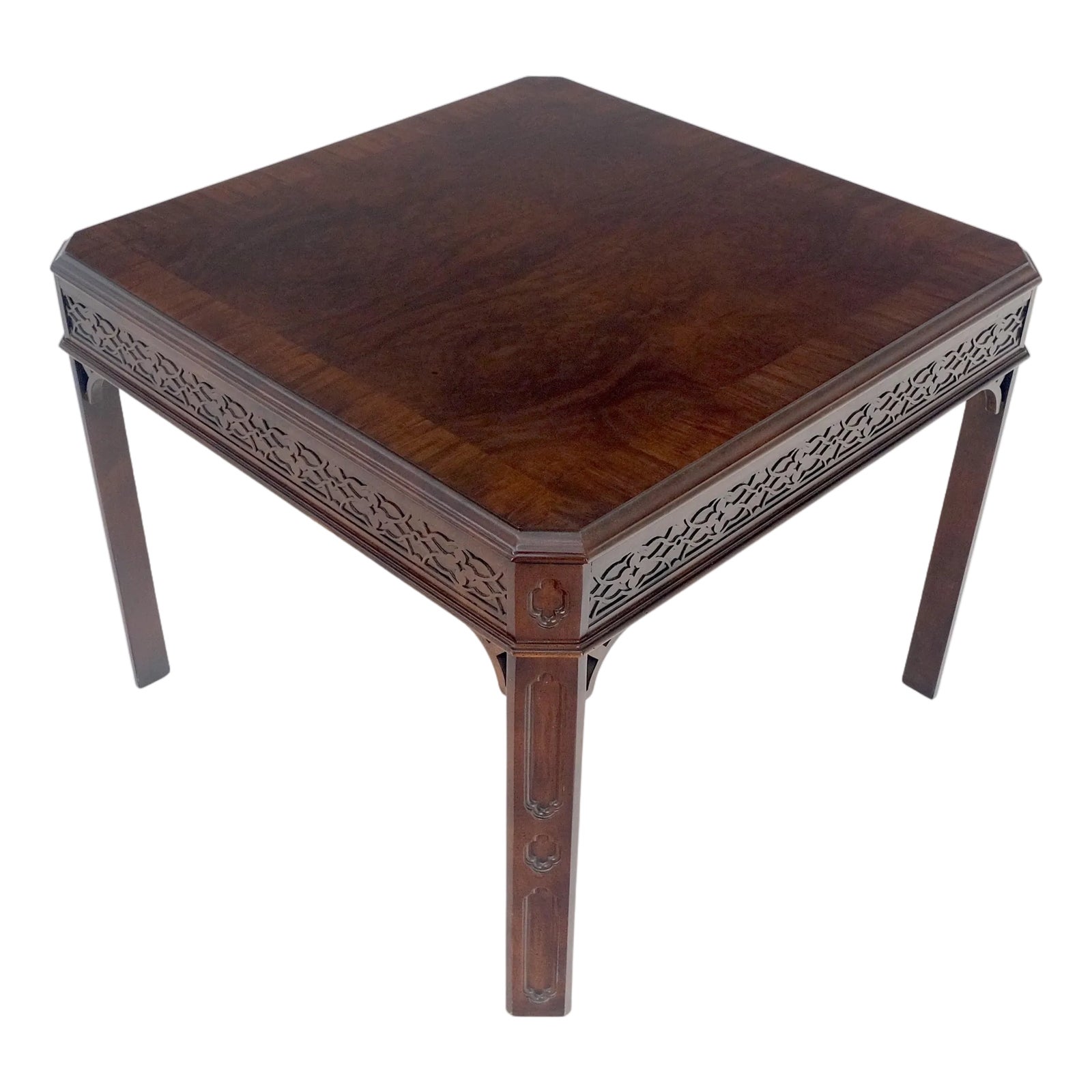Chinese Chippendale Style Banded Mahogany 28x28" Square Side End Table ...