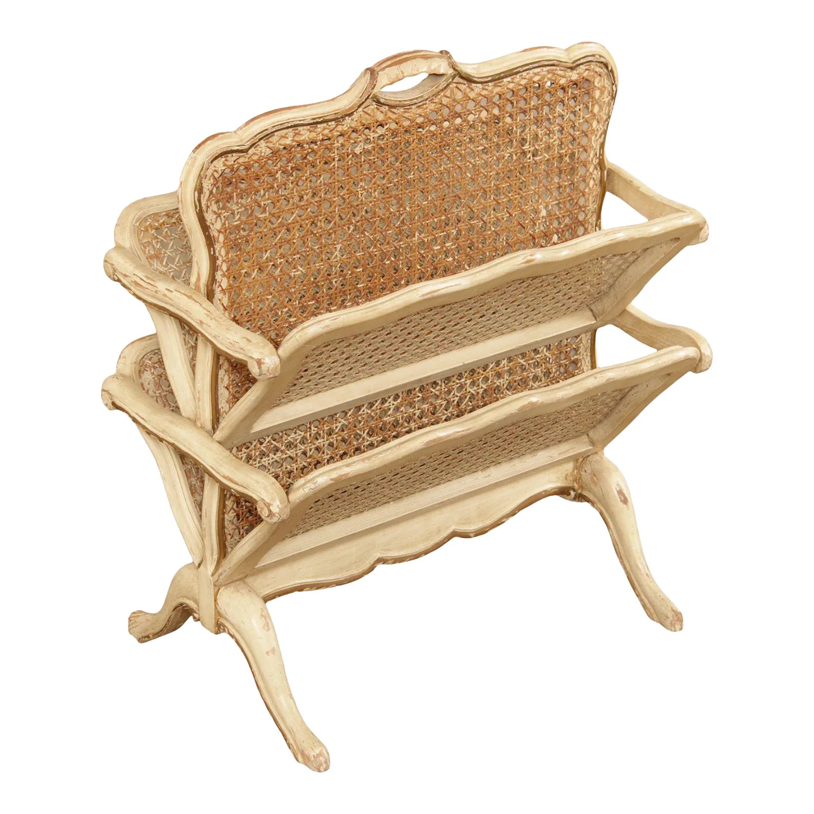 Early 20th Century Louis XV Style Cane Magazine Rack | Chairish