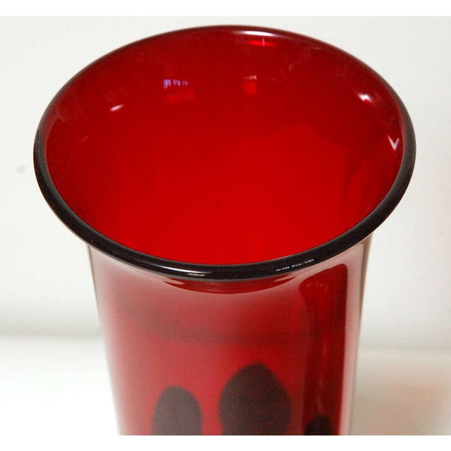 Antique Pair Red Glass Vases in Stands | Chairish