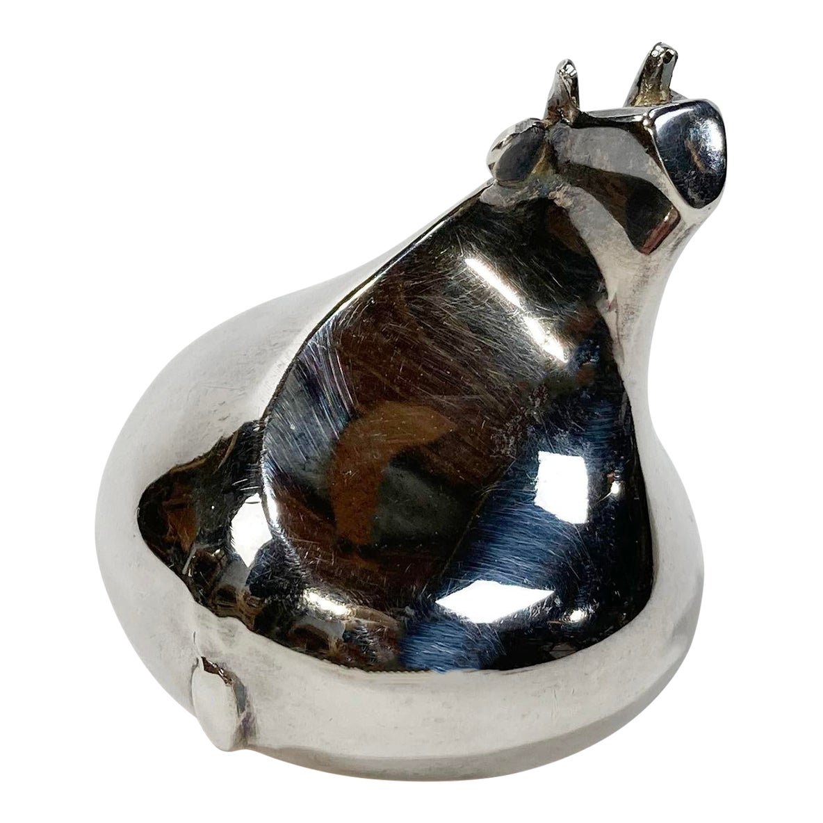 Vintage Dansk Silver Plate Bull Paper Weight | Chairish