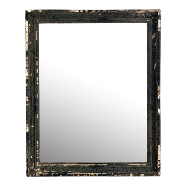 French Rustic Black Framed Mirror | Chairish