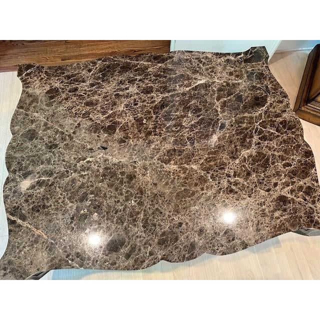 Early 2000s Neoclassical Marble Coffee Table -- Brown and Copper | Chairish