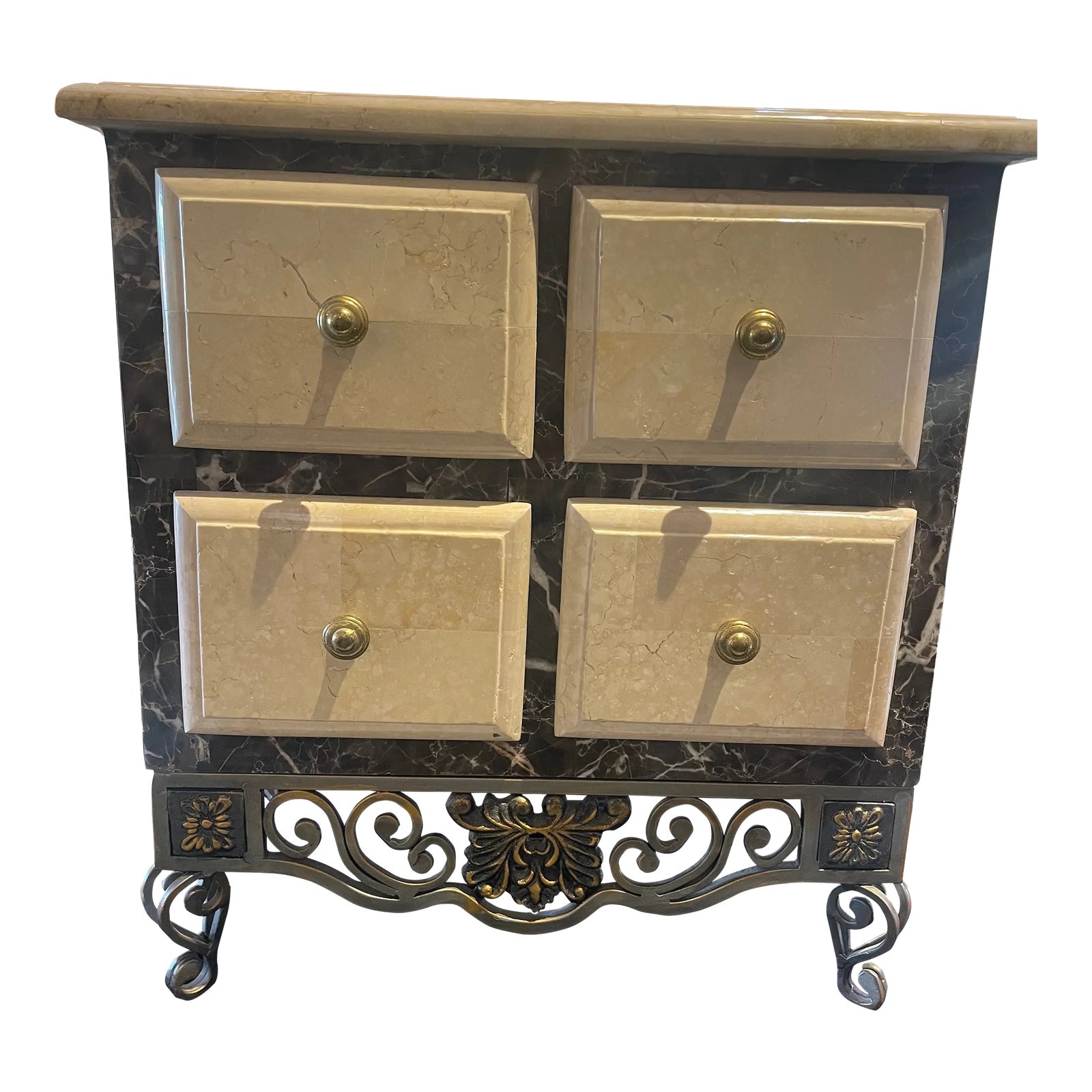 1980s Vintage 2 Color Tessellated Marble Treasure Chest with 4 Drawers ...