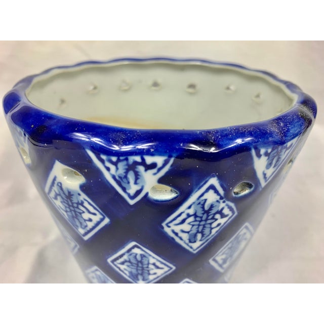 Vintage Chinoiserie Blue and White Cachepot | Chairish