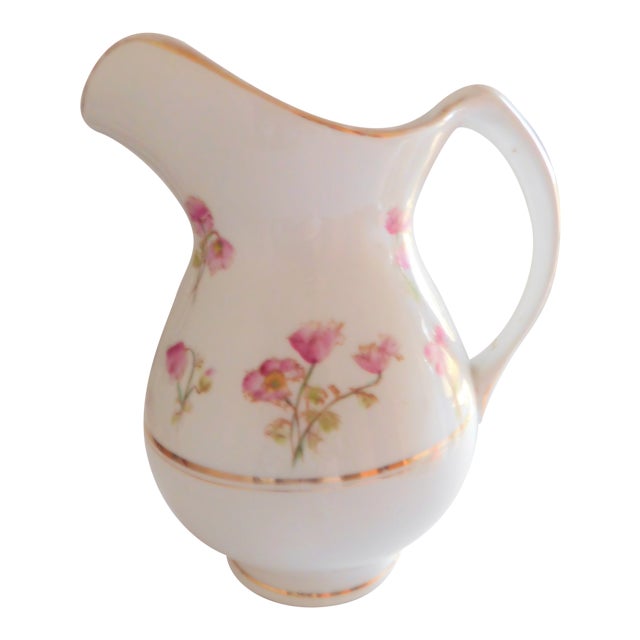 Antique White Porcelain Summery Floral Water/Drink/Flower Pitcher ...