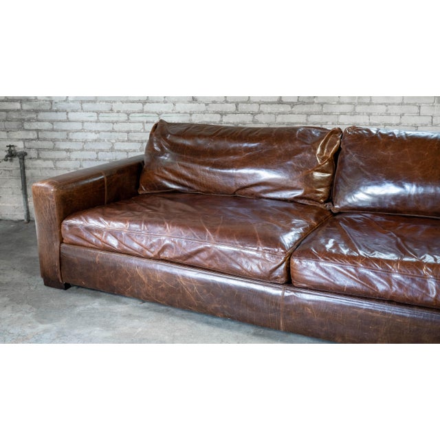 Restoration Hardware Maxwell Cocoa Brown Luxe Leather Sofa | Chairish